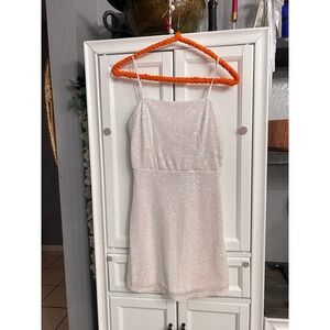 Crystal Sky | Dresses | Iridescent White Sequin Mini Dress Bodycon ...